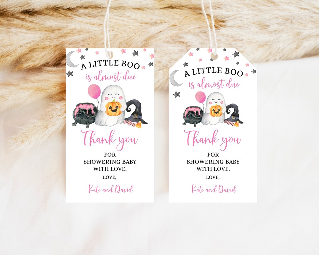 Editable Pink A Little Boo Baby Shower Favor Tag, Girl Halloween Baby ...