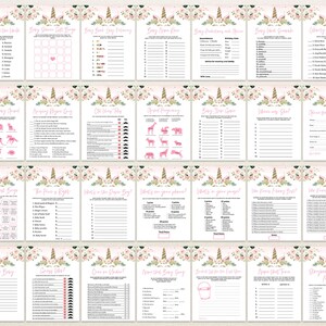 Editable Unicorn Baby Shower Game Bundle Floral Unicorn Baby - Etsy