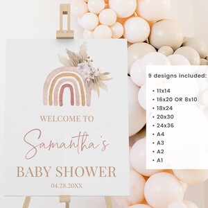 Editable Boho Rainbow Baby Shower Welcome Sign Rustic Rainbow - Etsy