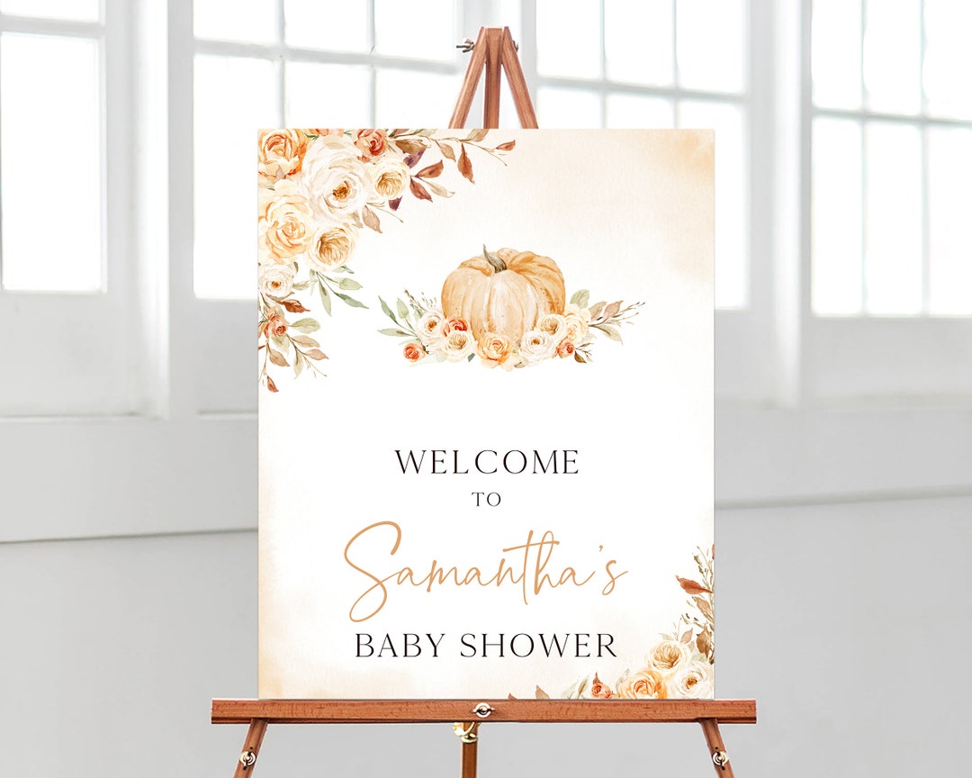 Editable Little Pumpkin Baby Shower Welcome Sign, Fall Rustic Pumpkin ...