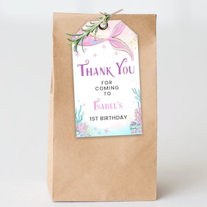 Editable Mermaid Birthday Favor Tag, Mermaid Bash Under the Sea ...