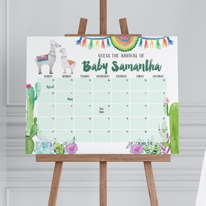 Editable Llama Baby Shower Guess Baby's Arrival, Cactus Llama Baby ...