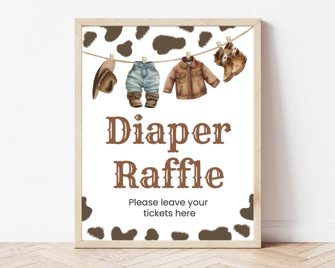 Diaper Raffle Sign A Little Cowboy Baby Shower, Wild West Baby Shower ...