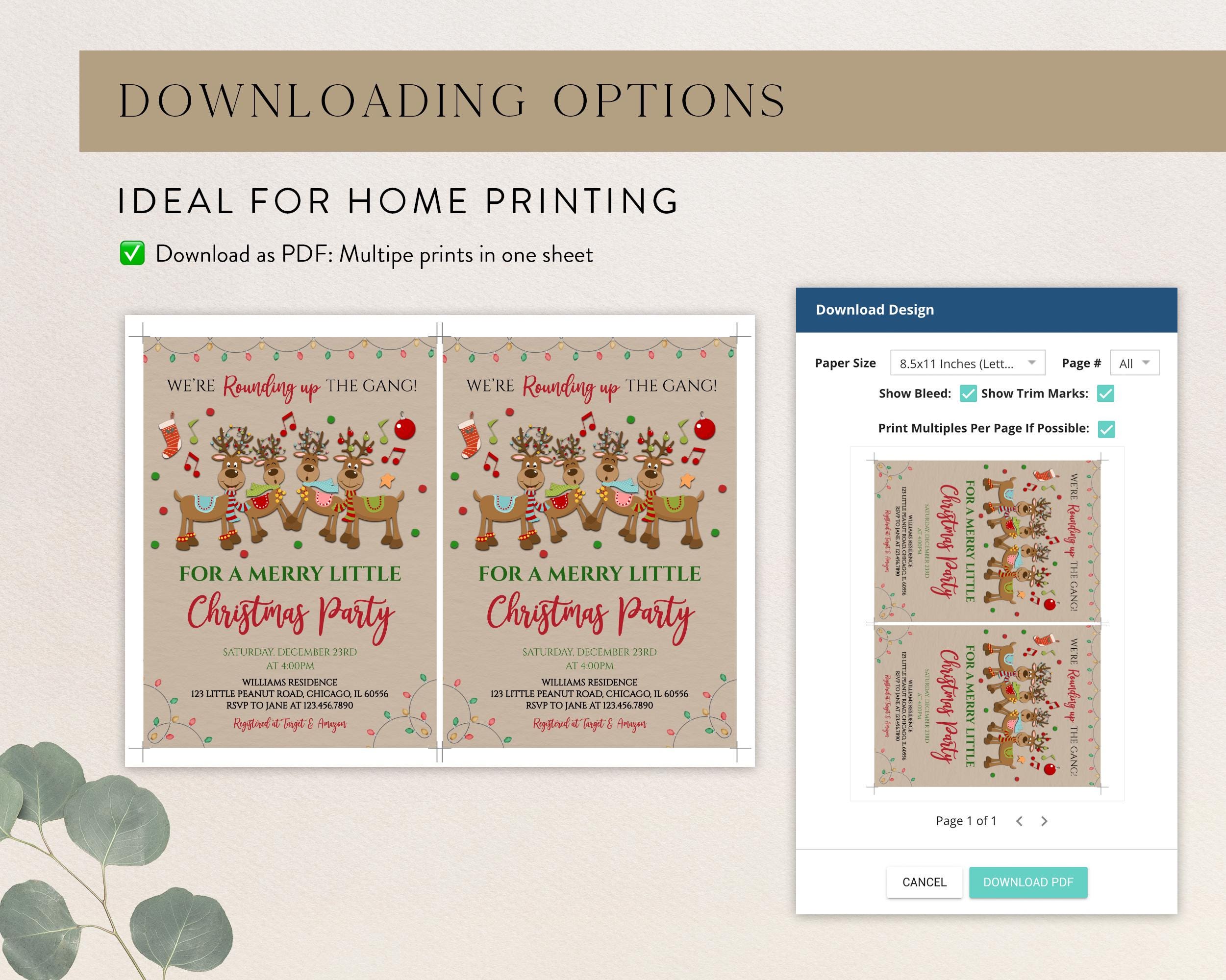 Editable We're Rounding up the Gang Invitation, Rustic Reindeer ...