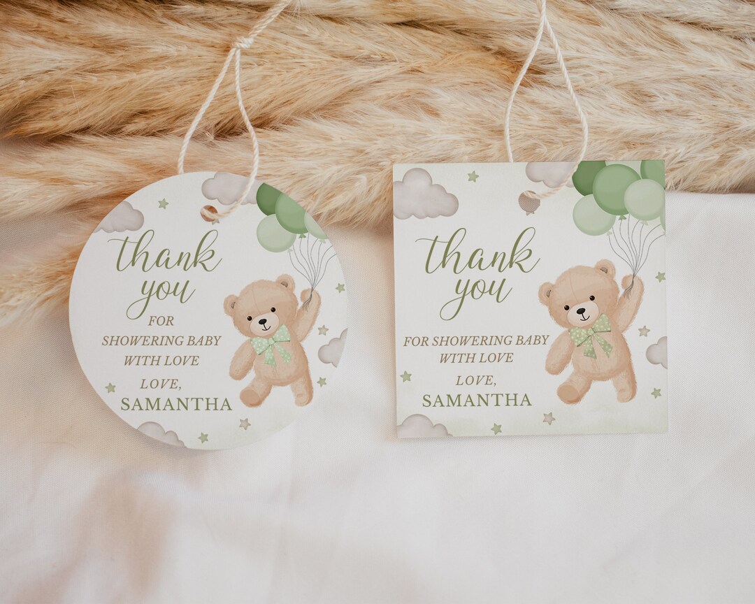 Editable Gender Neutral Bear Baby Shower Favor Tag, We Can Bearly Wait ...