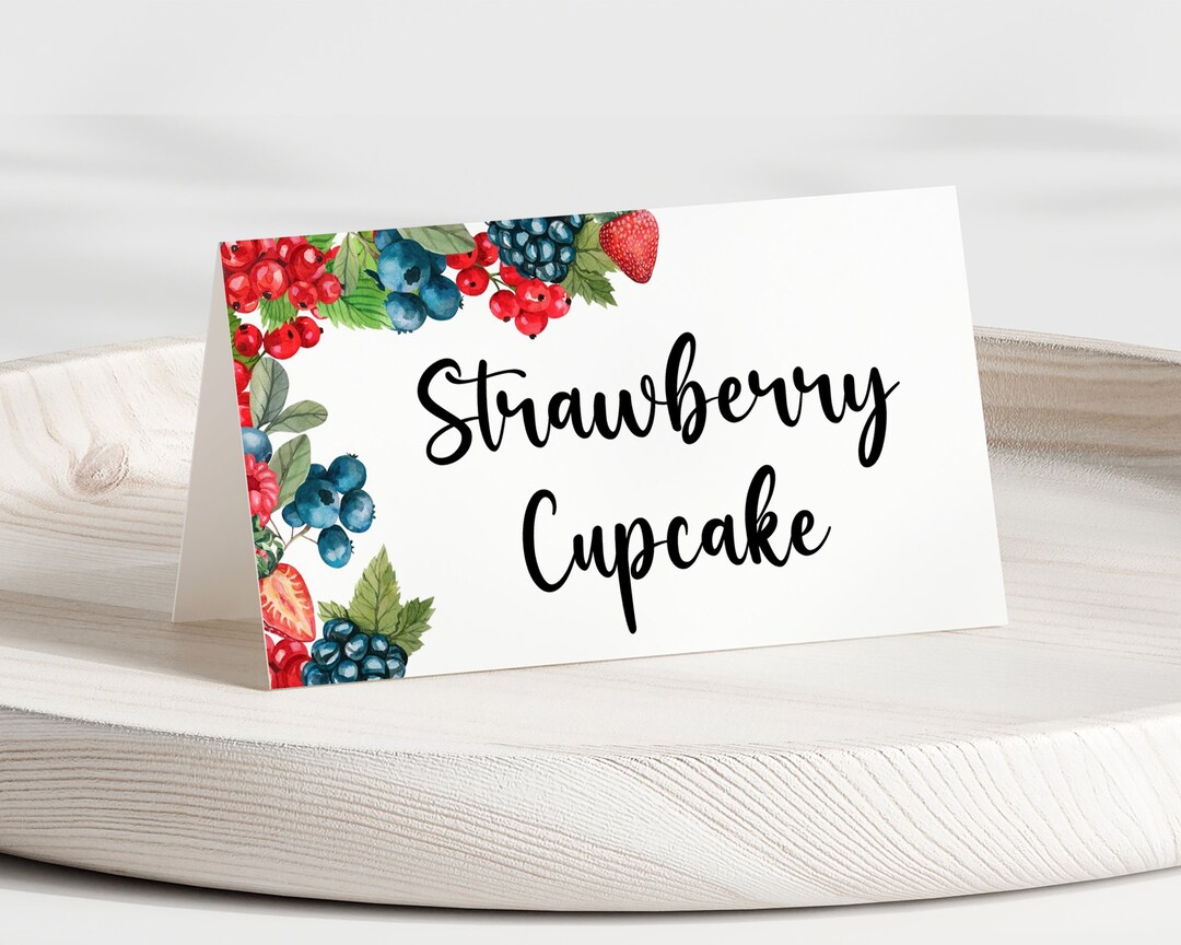 Editable Berry Sweet Baby Shower Food Label, Strawberry Blueberry Baby ...