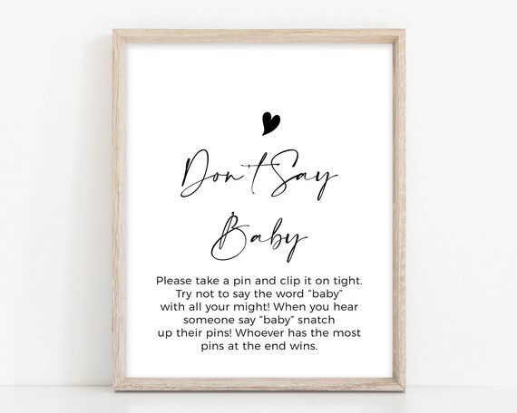 Don't Say Baby Sign Minimalist Oh Baby Baby Shower Simple - Etsy