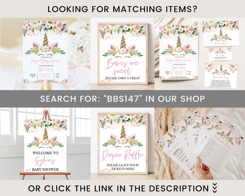 Editable Unicorn Baby Shower Welcome Sign Floral Unicorn Baby - Etsy