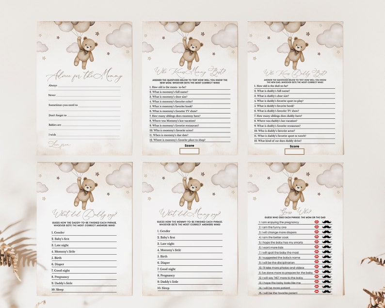 Editable Gender Neutral Bear Baby Shower Game Bundle We Can - Etsy UK