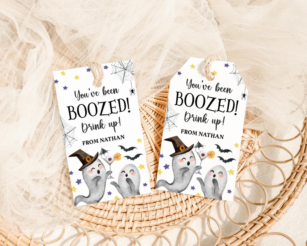 Editable You've Been Boozed Drink up Favor Tag, Halloween Boozed Favor ...