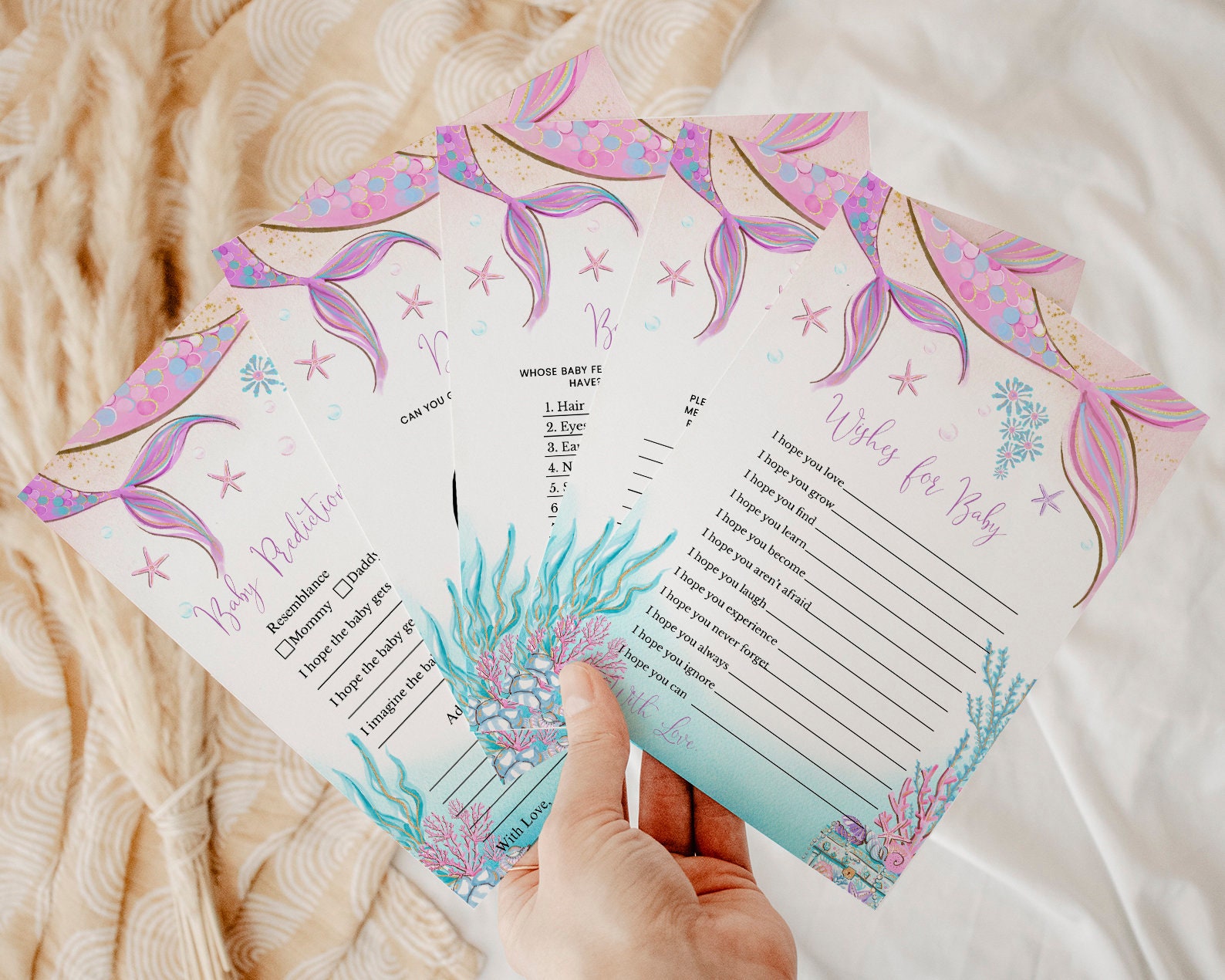 Editable Mermaid Baby Shower Game Bundle Under the Sea Baby - Etsy