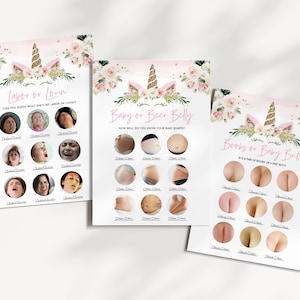 Editable Unicorn Baby Shower Game Bundle, Floral Unicorn Baby Shower ...