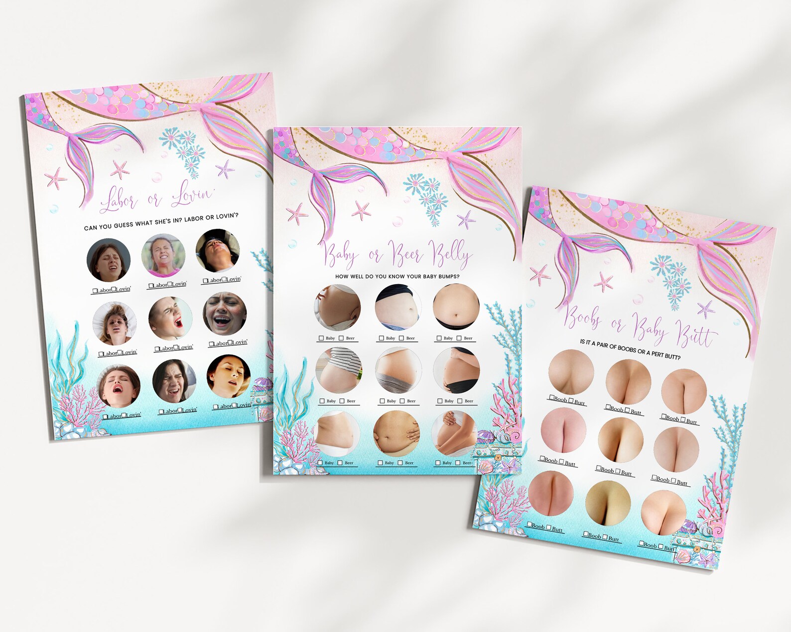 Editable Mermaid Baby Shower Game Bundle, Under the Sea Baby Shower ...