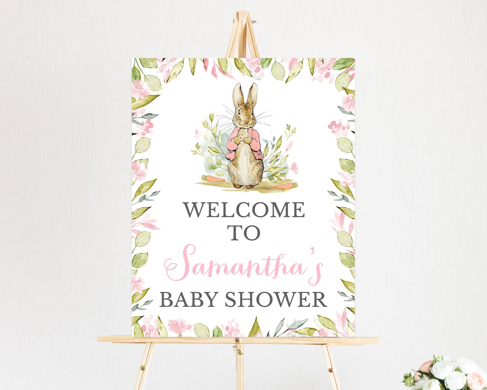 Editable Peter Rabbit Baby Shower Welcome Sign Pink Peter - Etsy