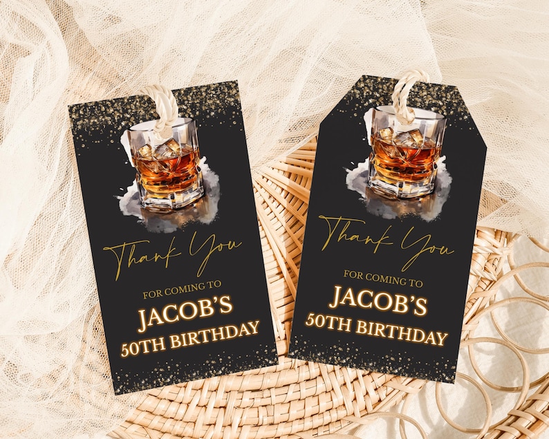 Editable Cheers to 50 Years Whiskey Birthday Favor Tag, Whiskey ...