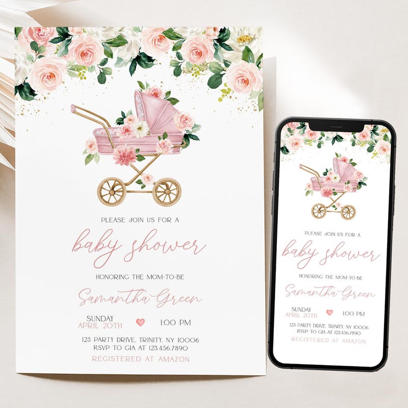 Baby Stroller Invitations - Etsy