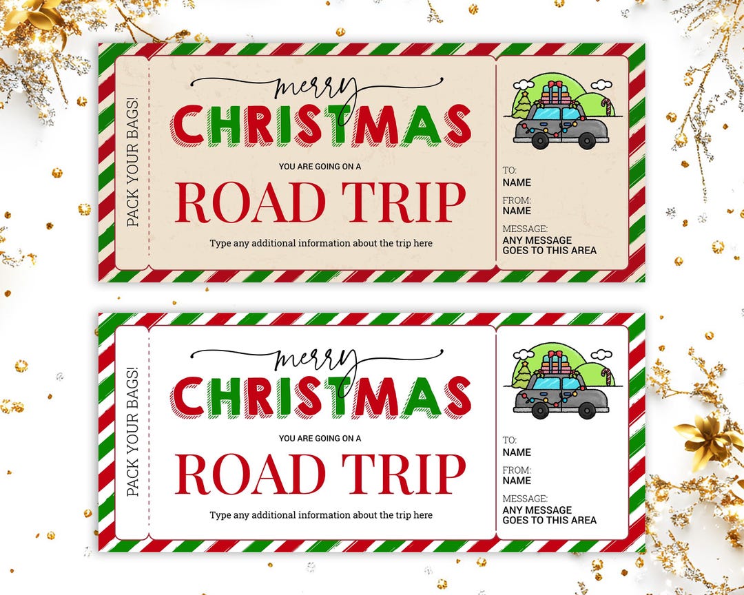 Editable Christmas Road Trip Gift Voucher, Surprise Road Trip Christmas ...