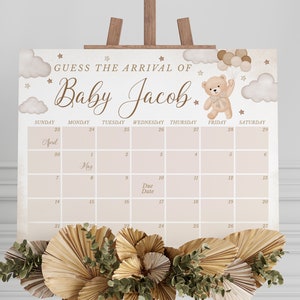 Editable Gender Neutral Bear Baby Shower Guess Baby's Arrival, We Can ...