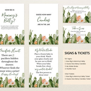 Editable Cactus Baby Shower Game Bundle, Succulent Baby Shower Games ...