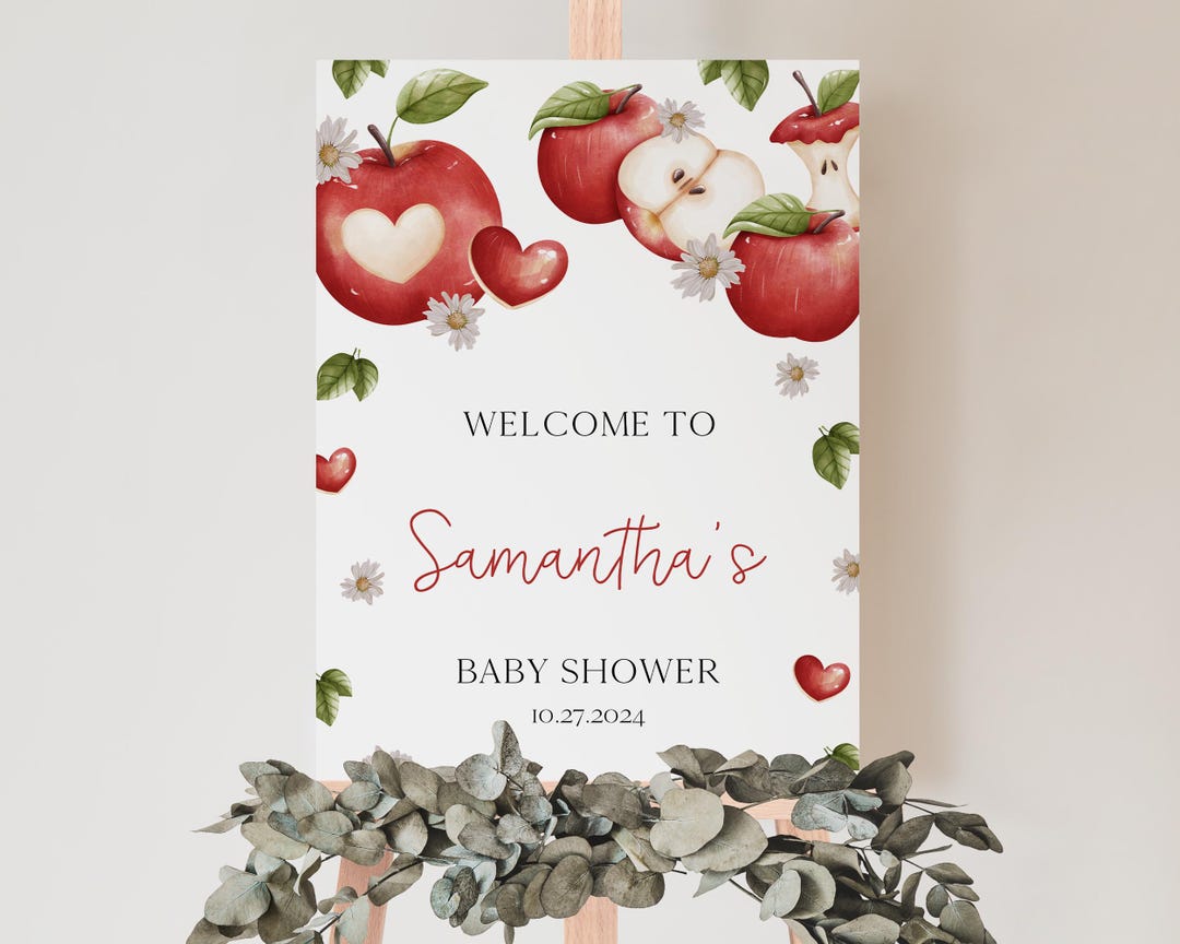 Editable the Apple of Our Eye Baby Shower Welcome Sign, Apple Harvest ...