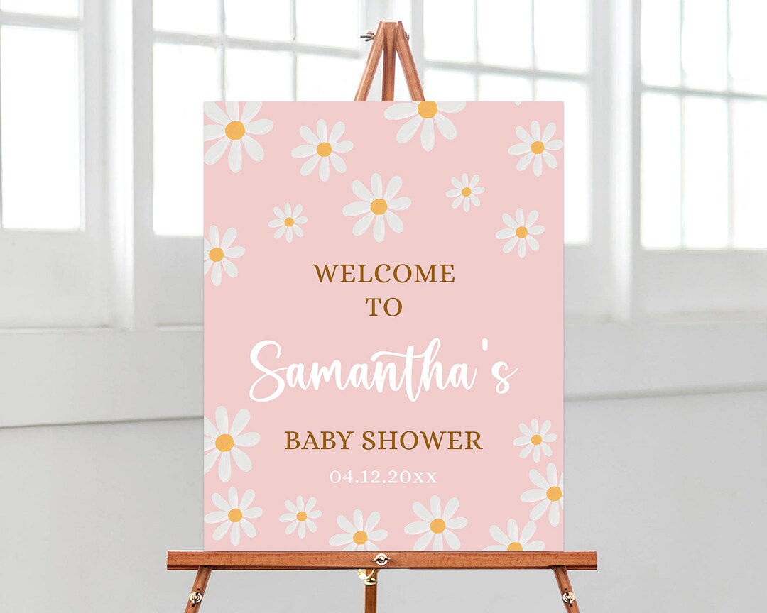 Editable Daisy Baby Shower Welcome Sign Bohemian Daisy Baby - Etsy