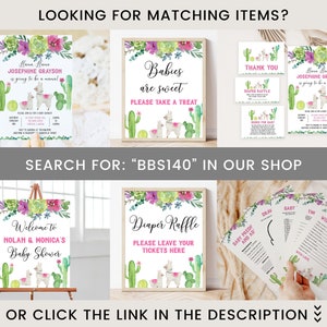 Editable Llama Baby Shower Welcome Sign, Cactus Llama Baby Shower ...