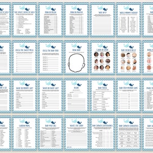 Editable Whale Baby Shower Game Bundle, Blue Whale Baby Shower Games ...