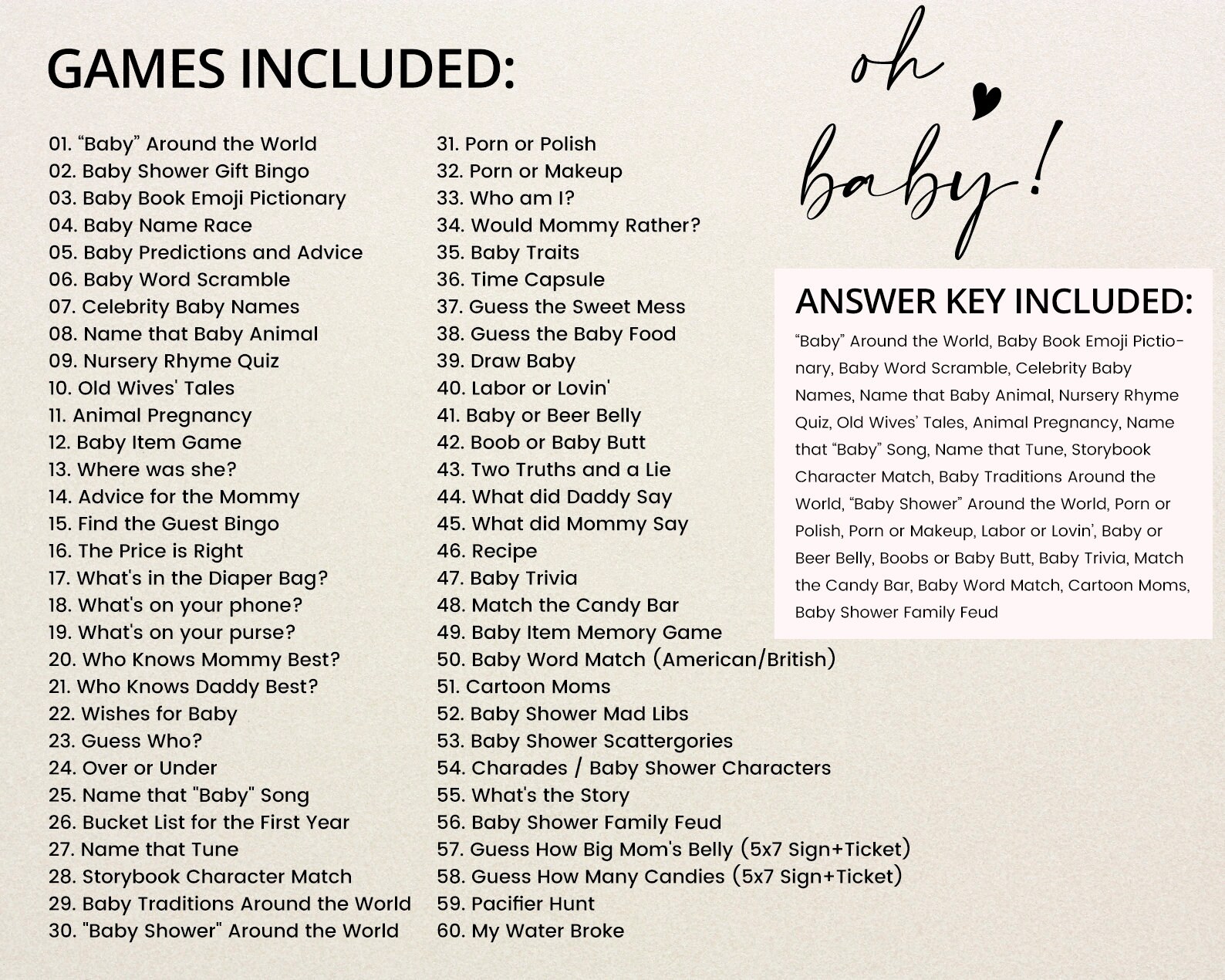 Editable Minimalist Oh Baby Baby Shower Game Bundle Simple Oh - Etsy Canada