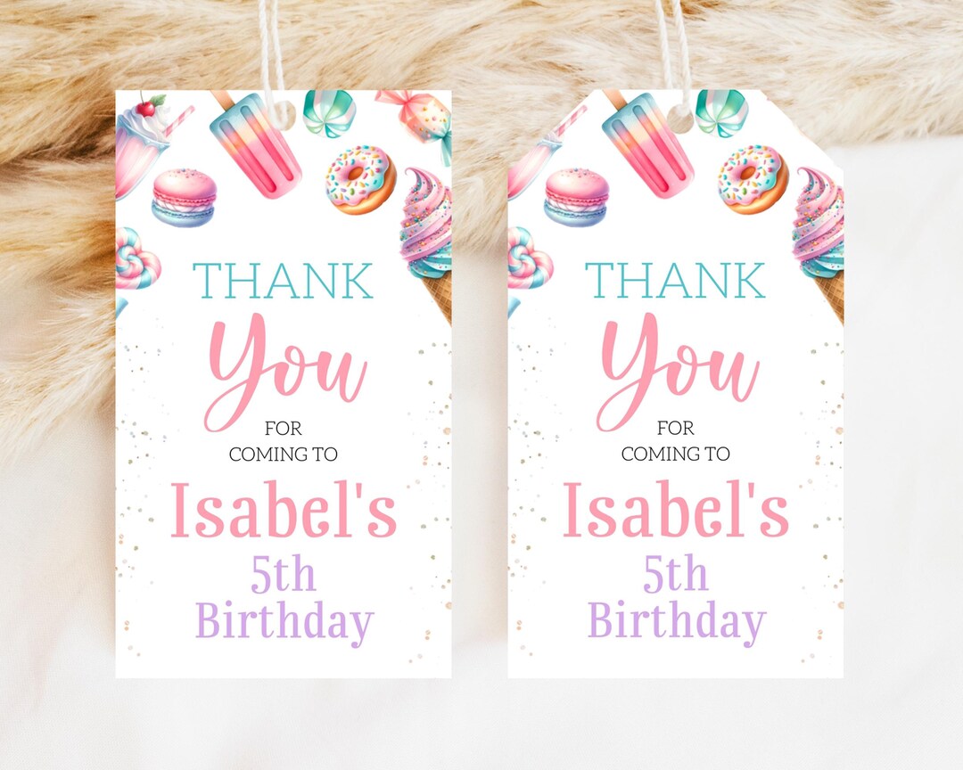 Editable Candy Land Sweet Birthday Favor Tag, Sweet Treats Birthday ...