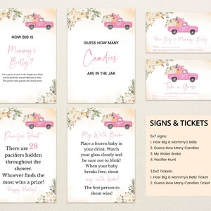 Editable Fall Pumpkin Truck Baby Shower Game Bundle, Pink Pumpkin Truck ...
