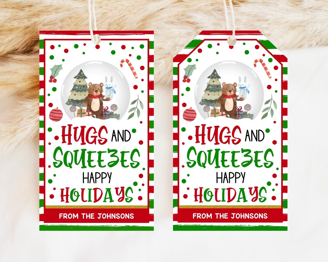 Editable Hugs and Squeezes Christmas Tag, Squishy Toy Christmas Tag ...