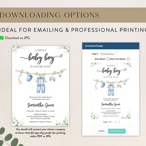 Editable It's a Boy Baby Clothes Baby Shower Invitation Bundle, Blue ...