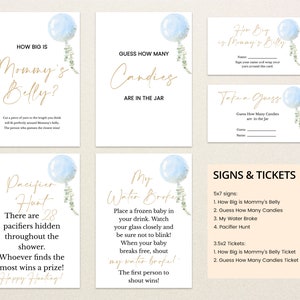 Editable Oh Boy Baby Shower Game Bundle, Blue Balloon Baby Shower Games ...