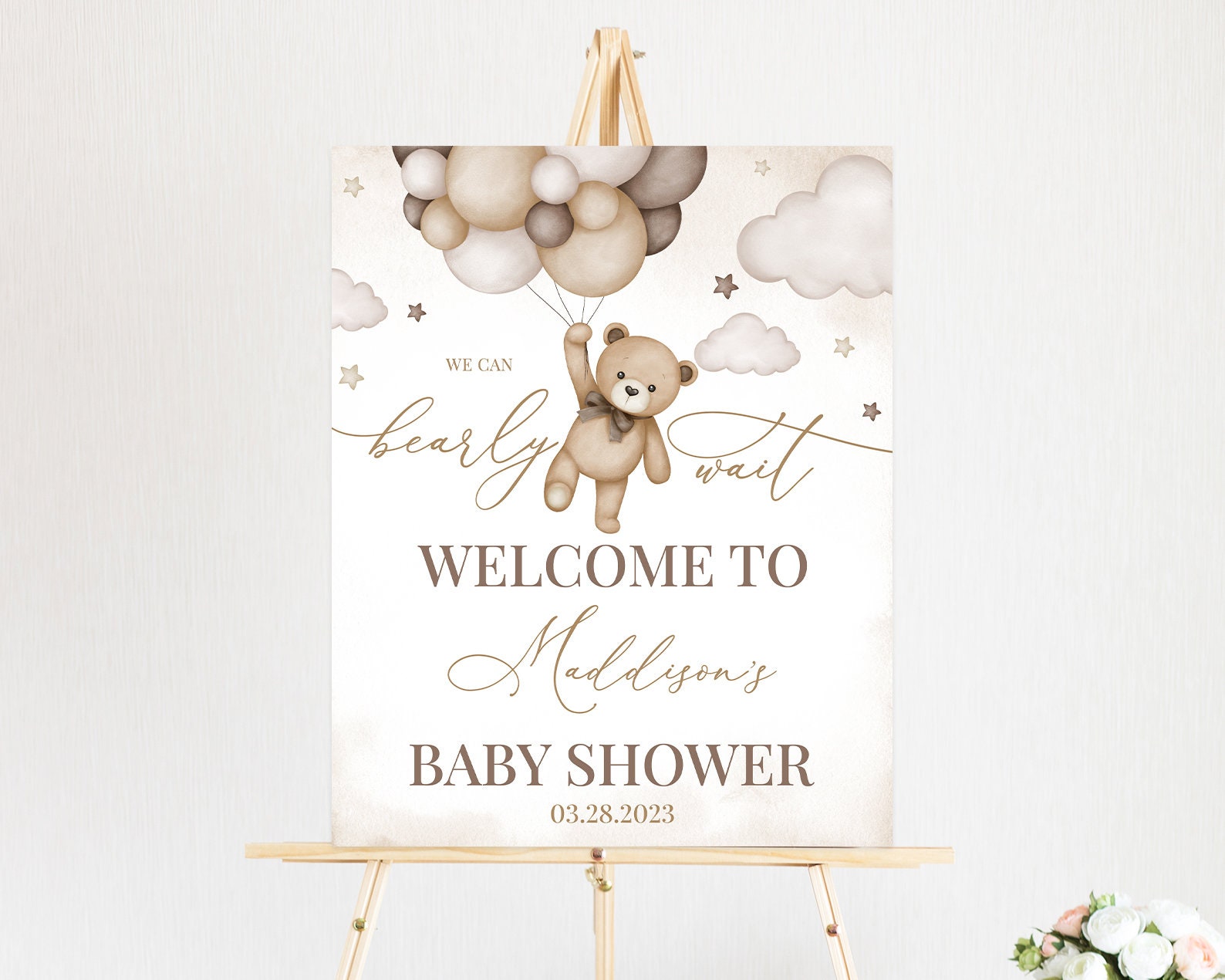 Editable Gender Neutral Bear Baby Shower Welcome Sign We Can - Etsy Canada