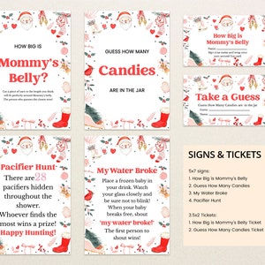 Editable Santa Baby Baby Shower Game Bundle, Girl Christmas Baby Shower ...