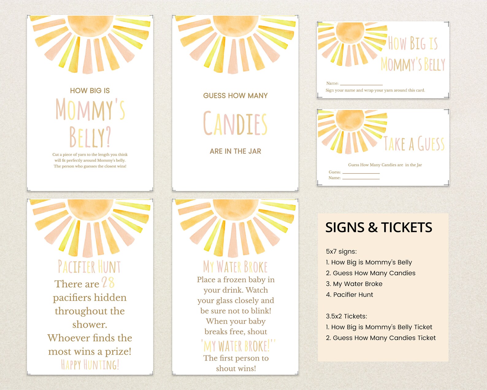 Editable Sunshine Baby Shower Game Bundle, A Little Ray of Sunshine ...