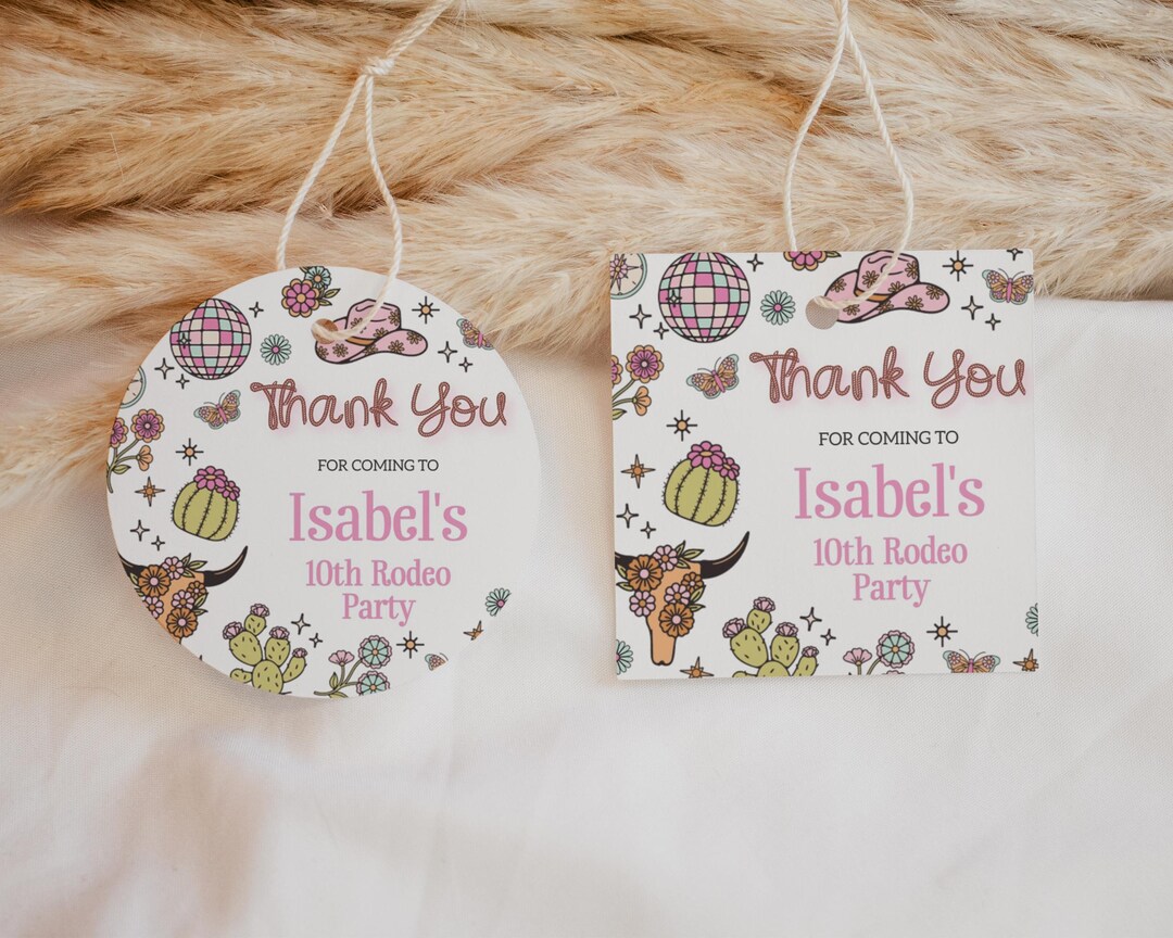 Editable Saddle up Pink Rodeo Girl Birthday Favor Tag, A Little Cowgirl ...