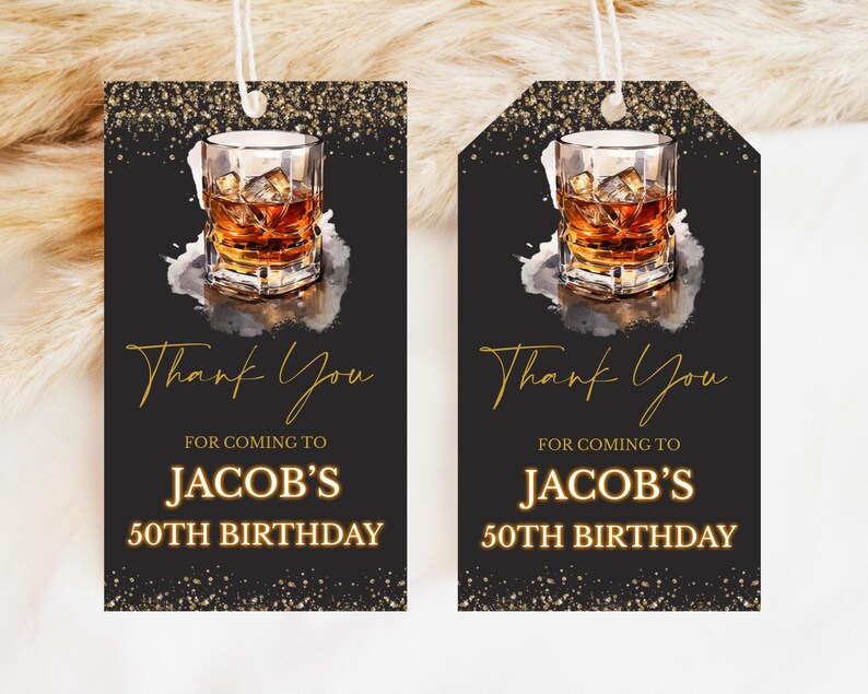 Editable Cheers to 50 Years Whiskey Birthday Favor Tag, Whiskey ...