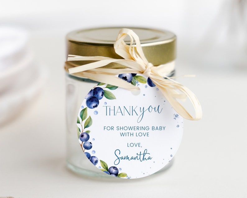 Editable Blueberry Baby Shower Favor Tag, Berry Sweet Blueberry Baby ...