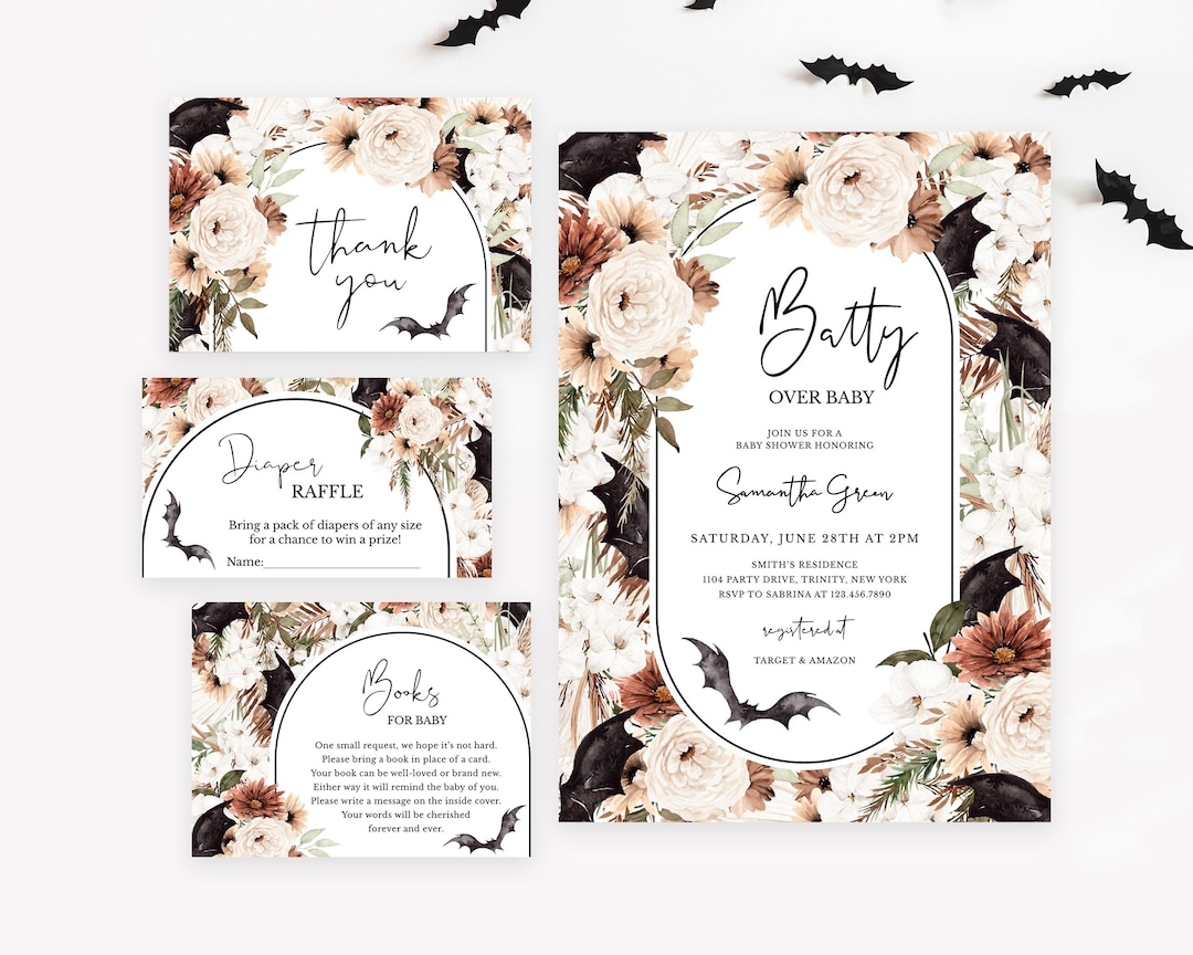 Editable Going Batty for Baby Shower Invitation Bundle, Gender Neutral ...