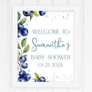 Editable Blueberry Baby Shower Welcome Sign, Berry Sweet Blueberry Baby ...