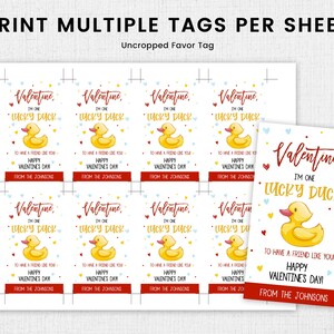 Editable I'm Your Lucky Duck Valentine Gift Tag, Valentine Duck Gift ...