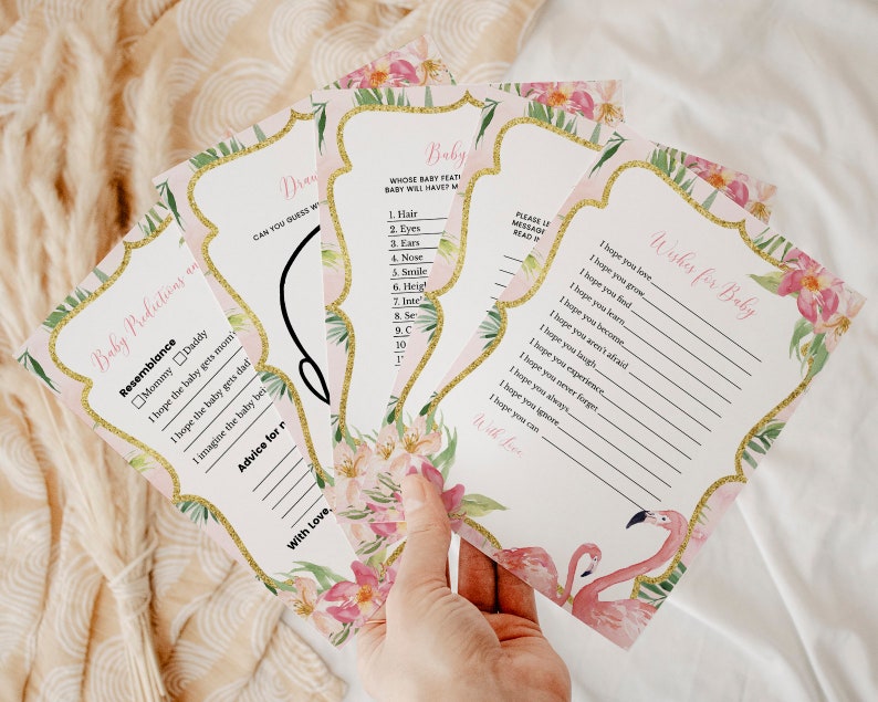 Editable Flamingo Baby Shower Game Bundle Tropical Flamingo - Etsy