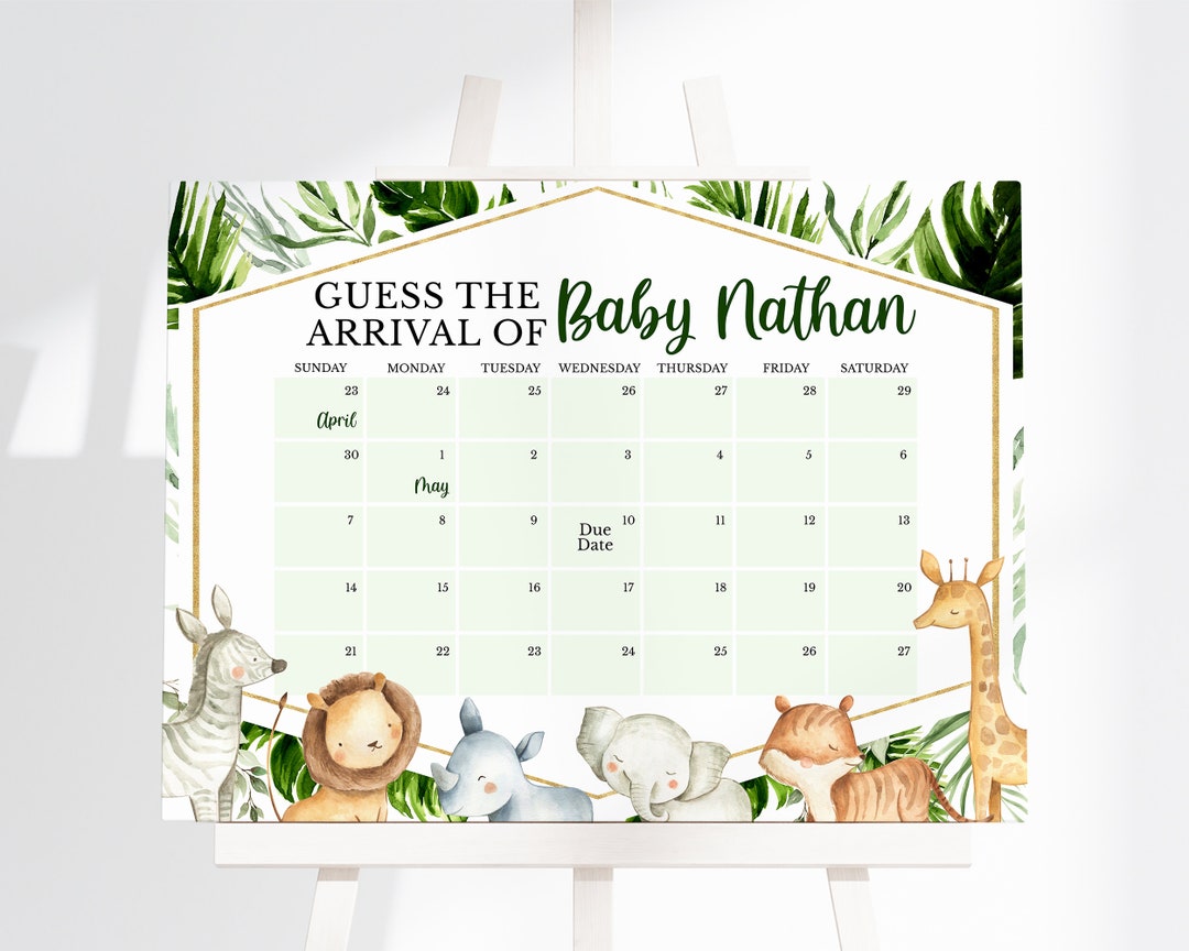 Editable Safari Animals Baby Shower Guess Baby's Arrival, Boy Safari ...