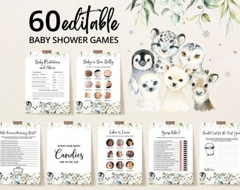 Editable Winter Arctic Animals Baby Shower Invitation Bundle - Etsy