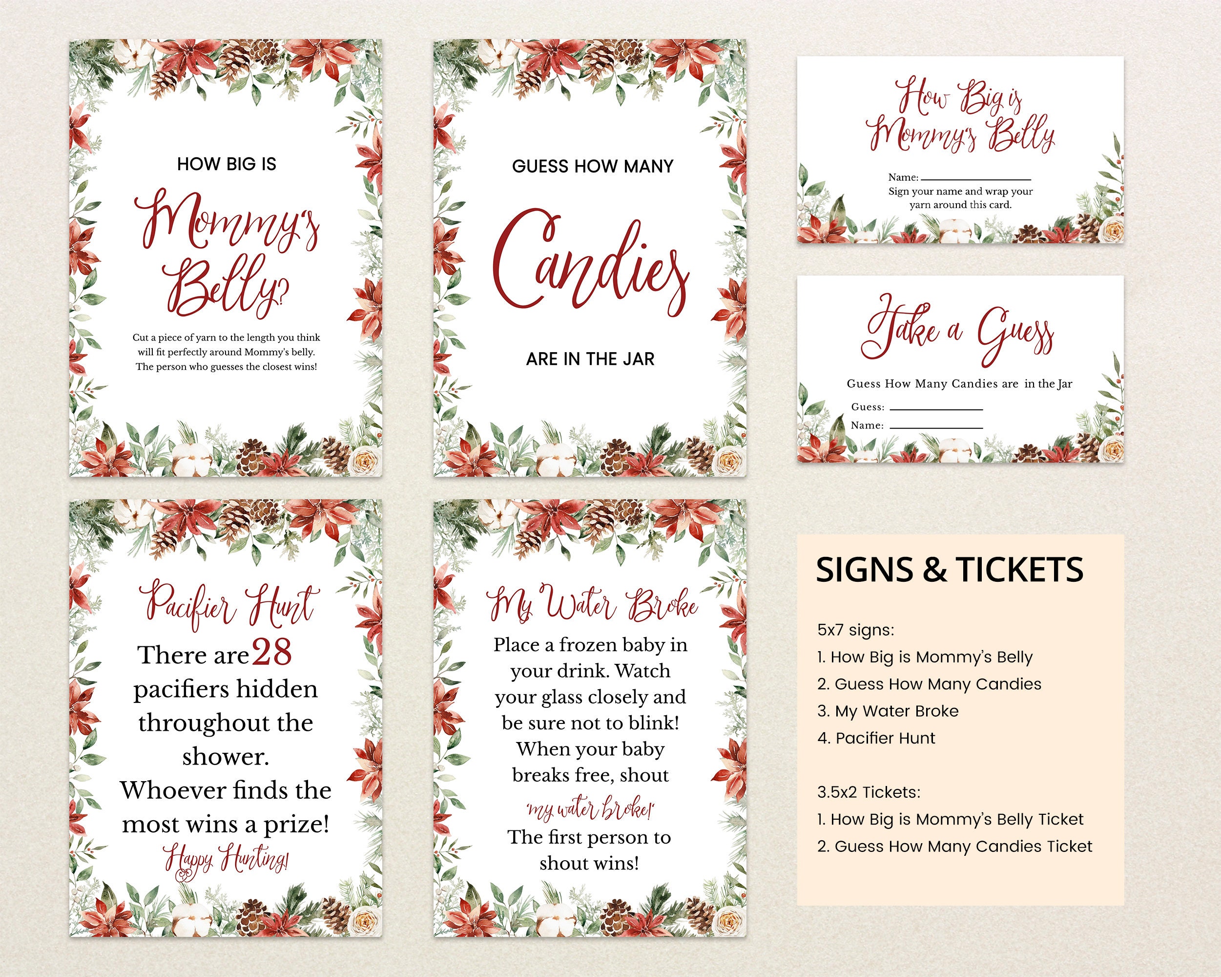 Editable Christmas Baby Shower Game Bundle, Gender Neutral Bundle of ...