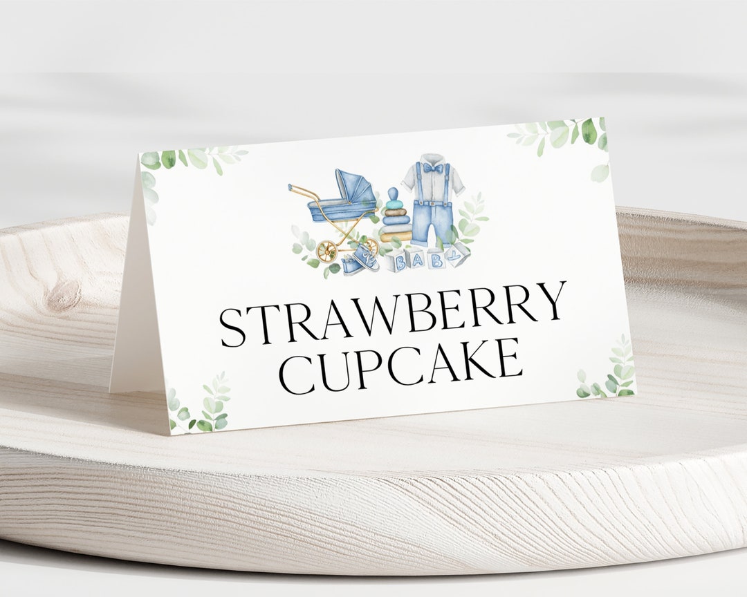 Editable It's a Boy Baby Clothes Baby Shower Food Label, Boy Greenery ...