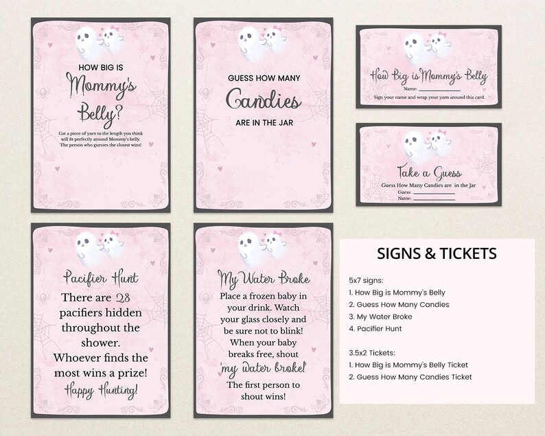 Editable A Little Boo Baby Shower Game Bundle Pink Halloween - Etsy