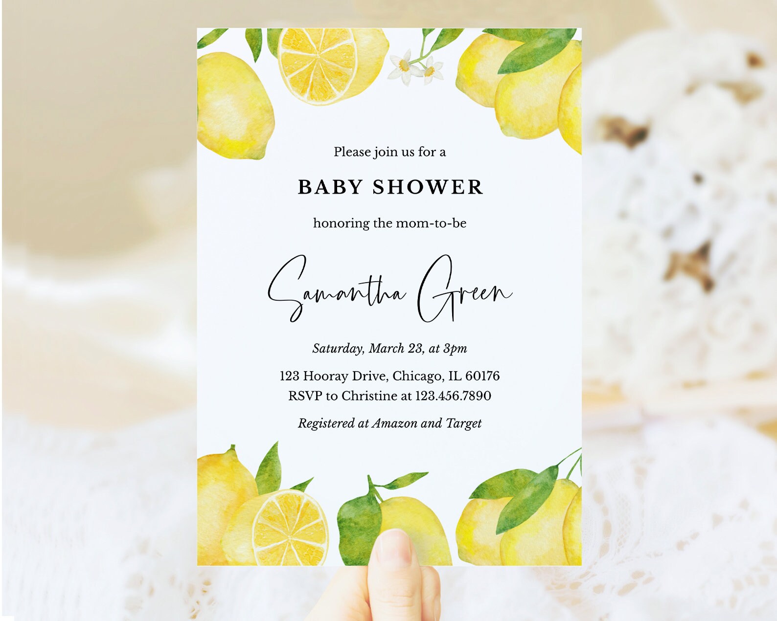 Editable Lemon Baby Shower Invitation Lemon Baby Shower | Etsy