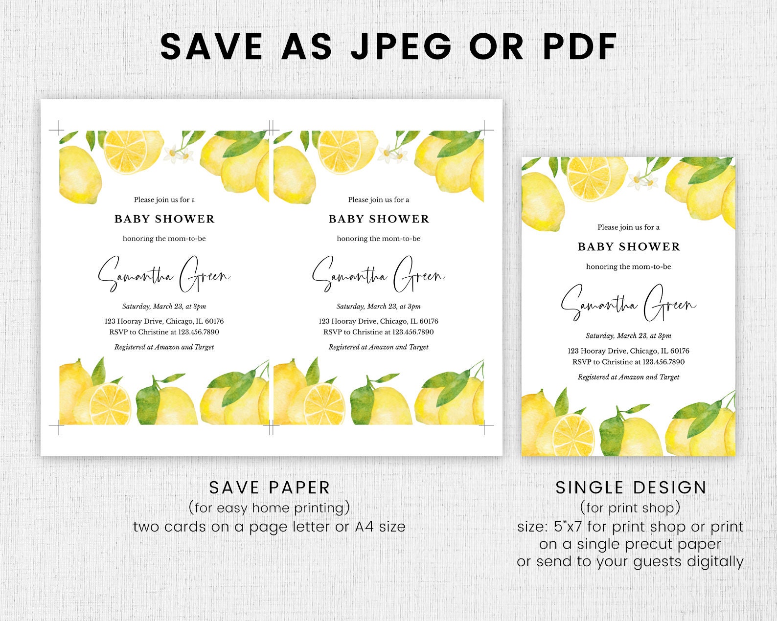 Editable Lemon Baby Shower Invitation Lemon Baby Shower | Etsy